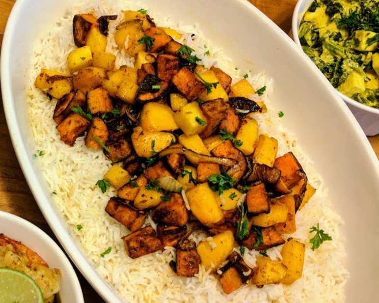 Curried Yam and Mango over Basmati Rice Recipe - Chef's Resource Recipes
