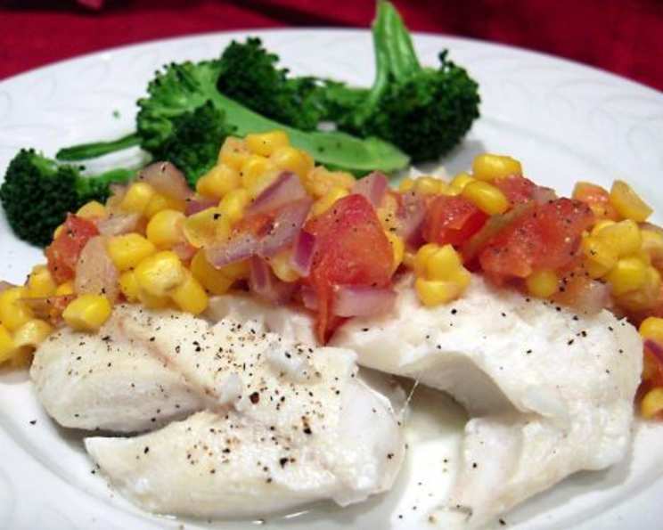 Poached Haddock With Corn Relish Recipe - Chef's Resource Recipes