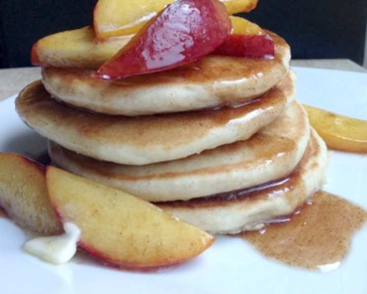 Pancakes With Peach Syrup Recipe - That's Nerdalicious