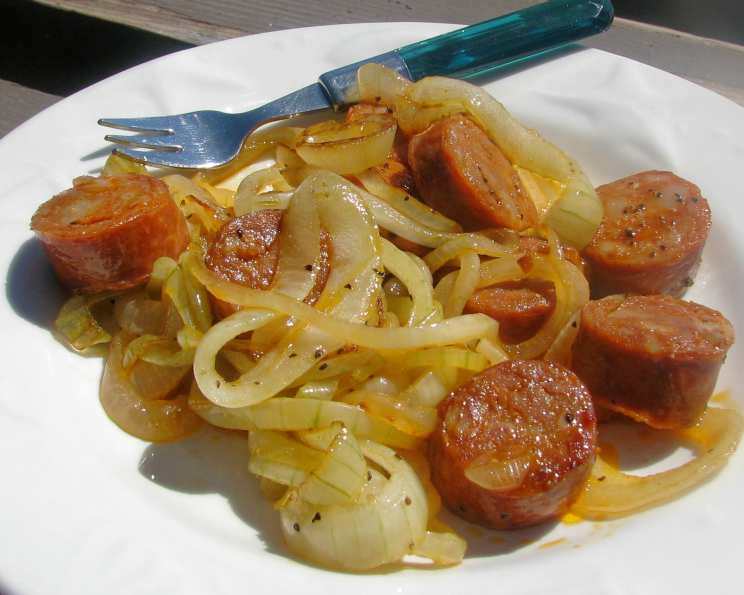 Pan-Fried Linguica and Onions Recipe - Chef's Resource Recipes