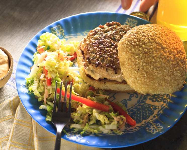Asian Chicken Burger, Spicy Lemongrass Mayo and Pickled Slaw Recipe ...