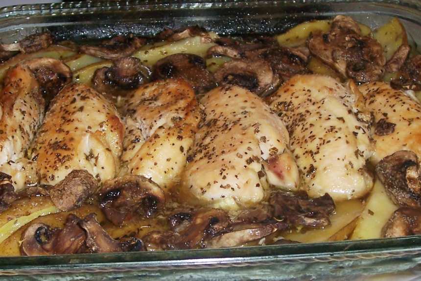 Greek Chicken With Potatoes and Mushrooms Recipe - Greek.Food.com