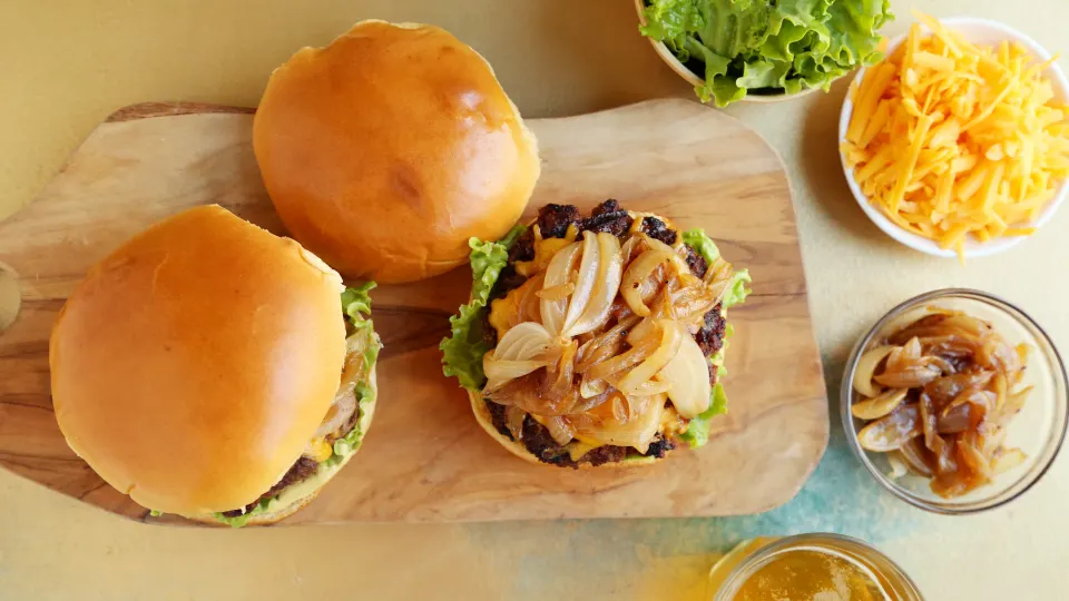 Canadian Burger With Beer-Braised Onions and Cheddar Recipe - Food.com