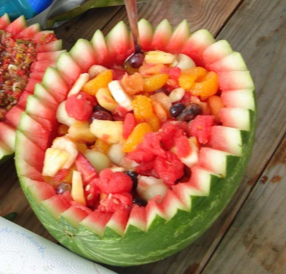 how to make a watermelon basket fruit salad