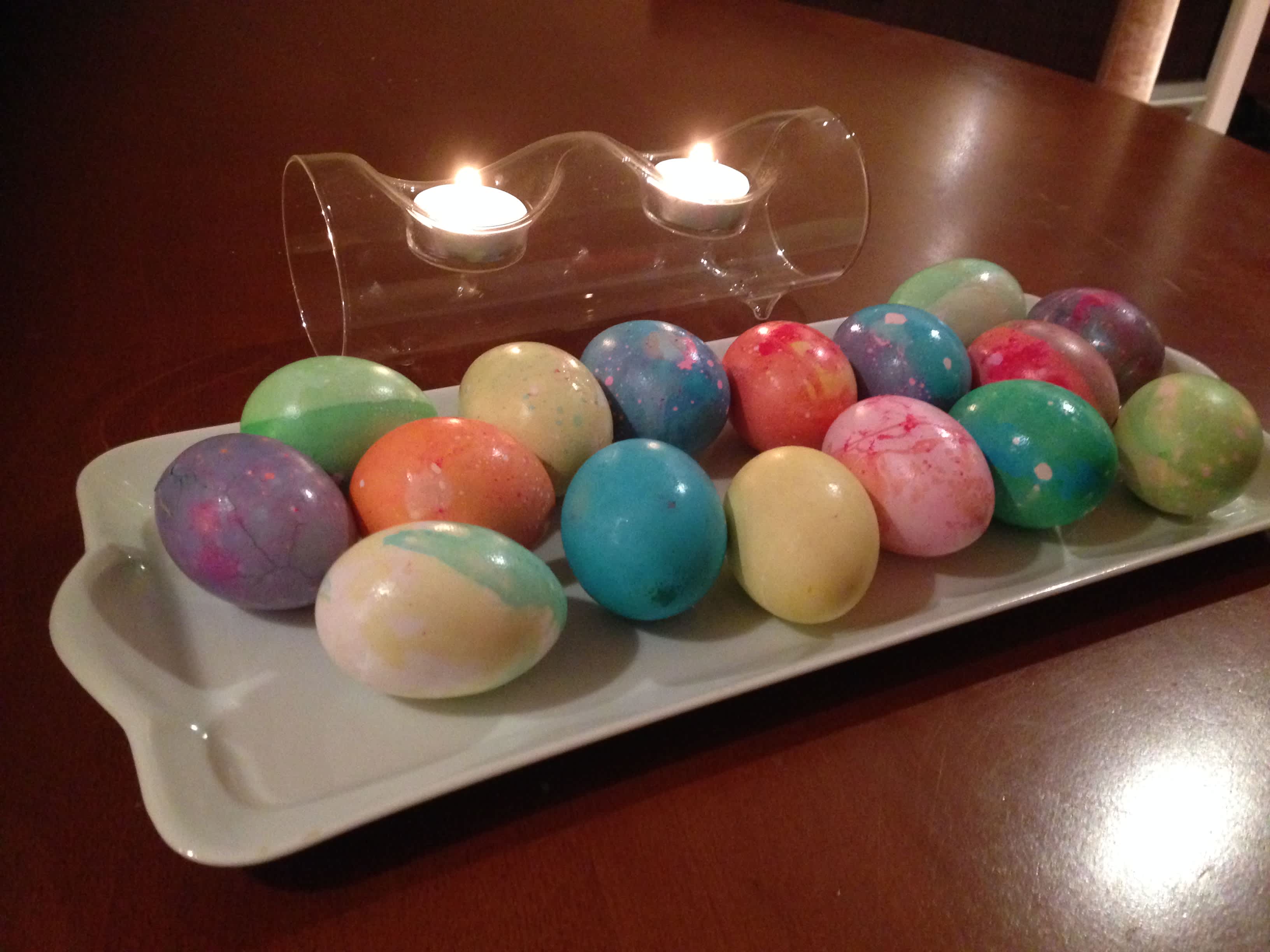 dyeing easter eggs