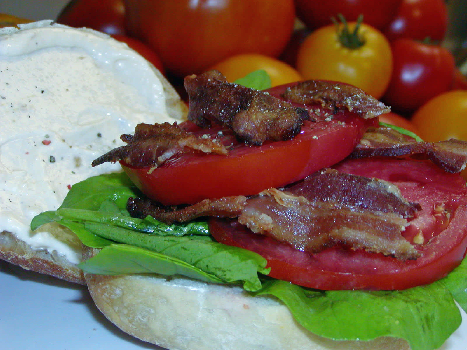 BLT With Smoked Bacon, Beefsteak Tomato, Arugula and Lemon Aioli Recipe ...