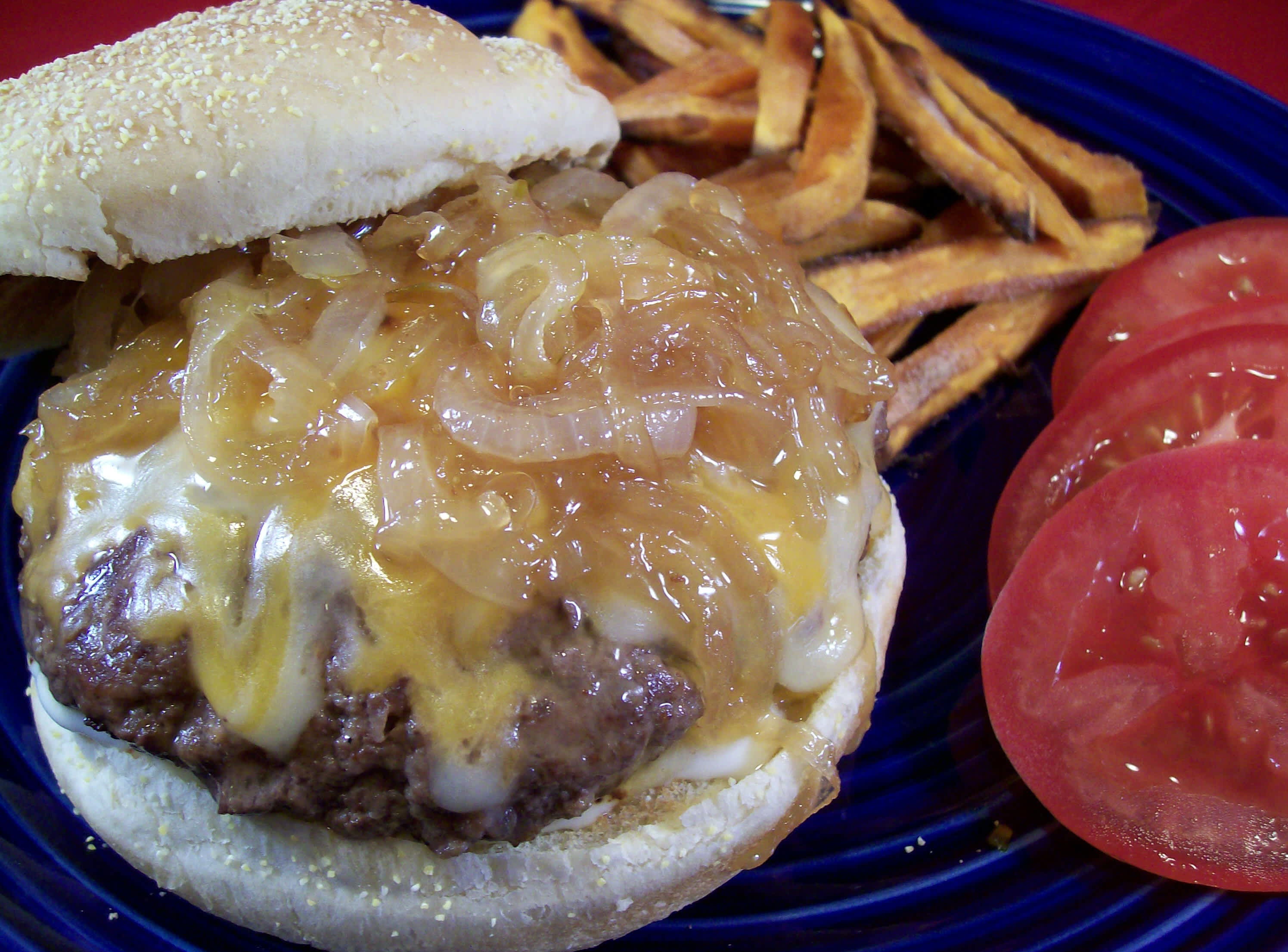 Canadian Burger With Beer-Braised Onions and Cheddar Recipe - Food.com