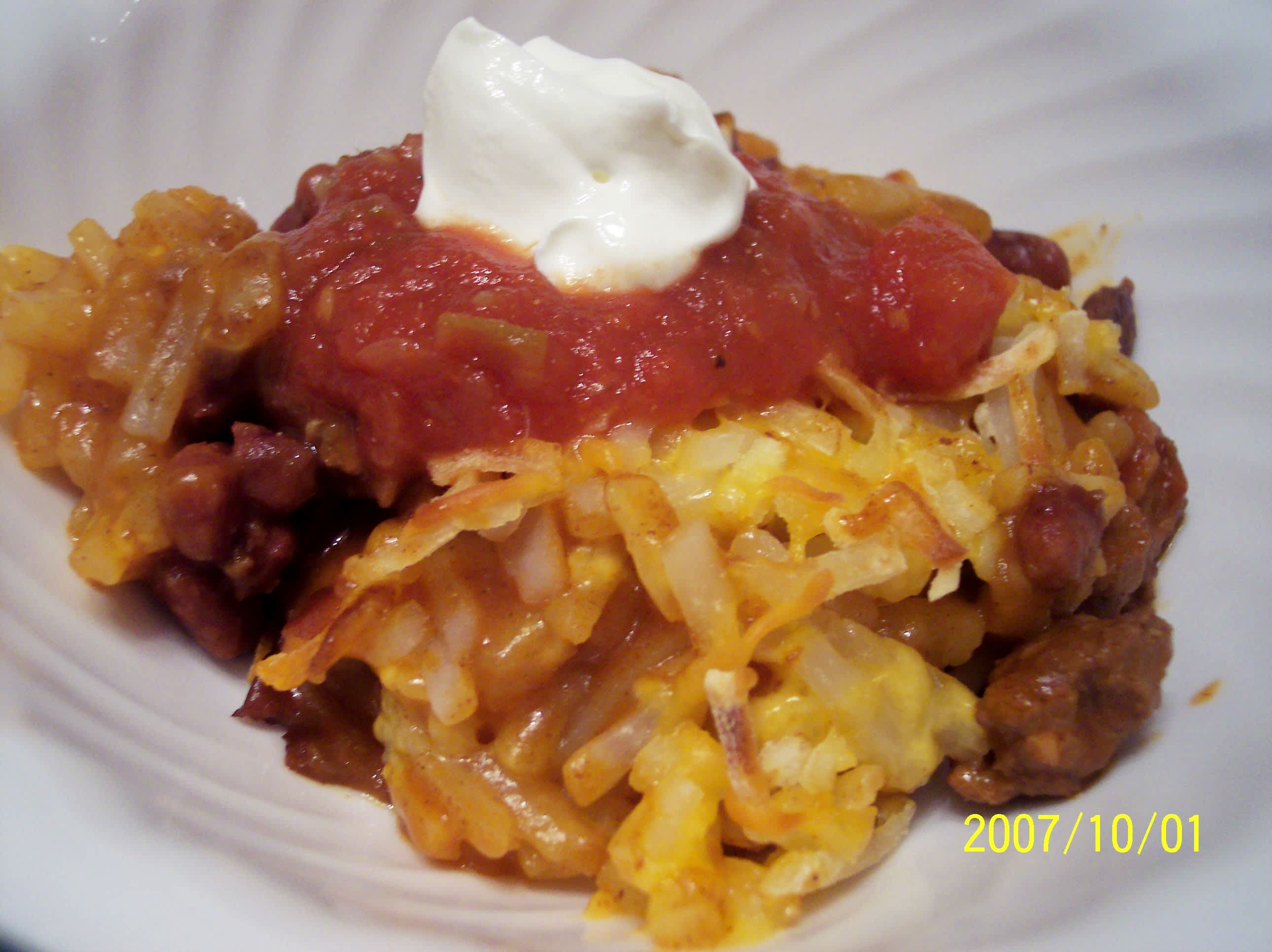 Chili With Cheesy Hash Browns Recipe - Food.com