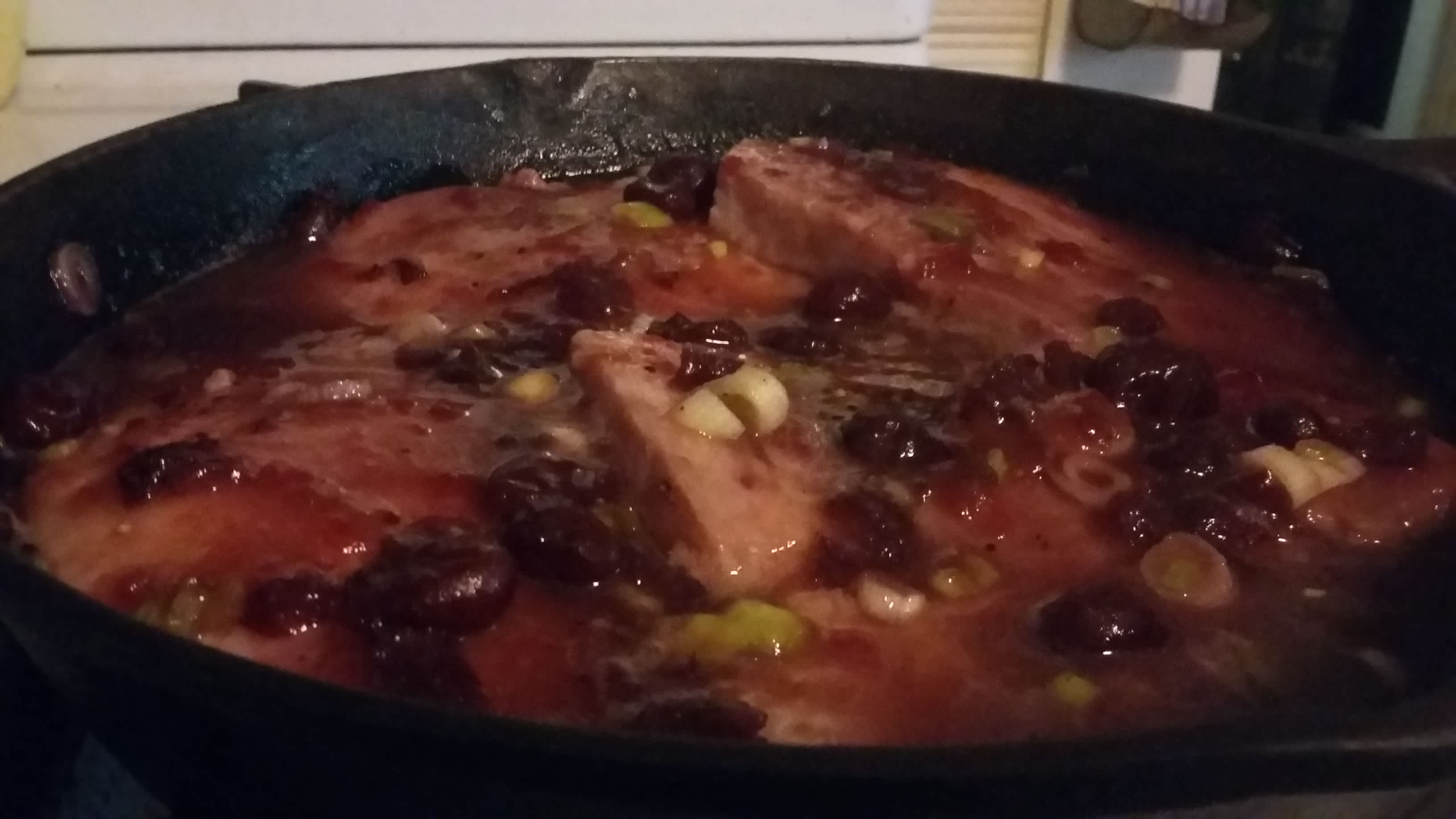 Quick and Easy Skillet Ham Slices With Cranberry-Ginger Sauce Recipe ...