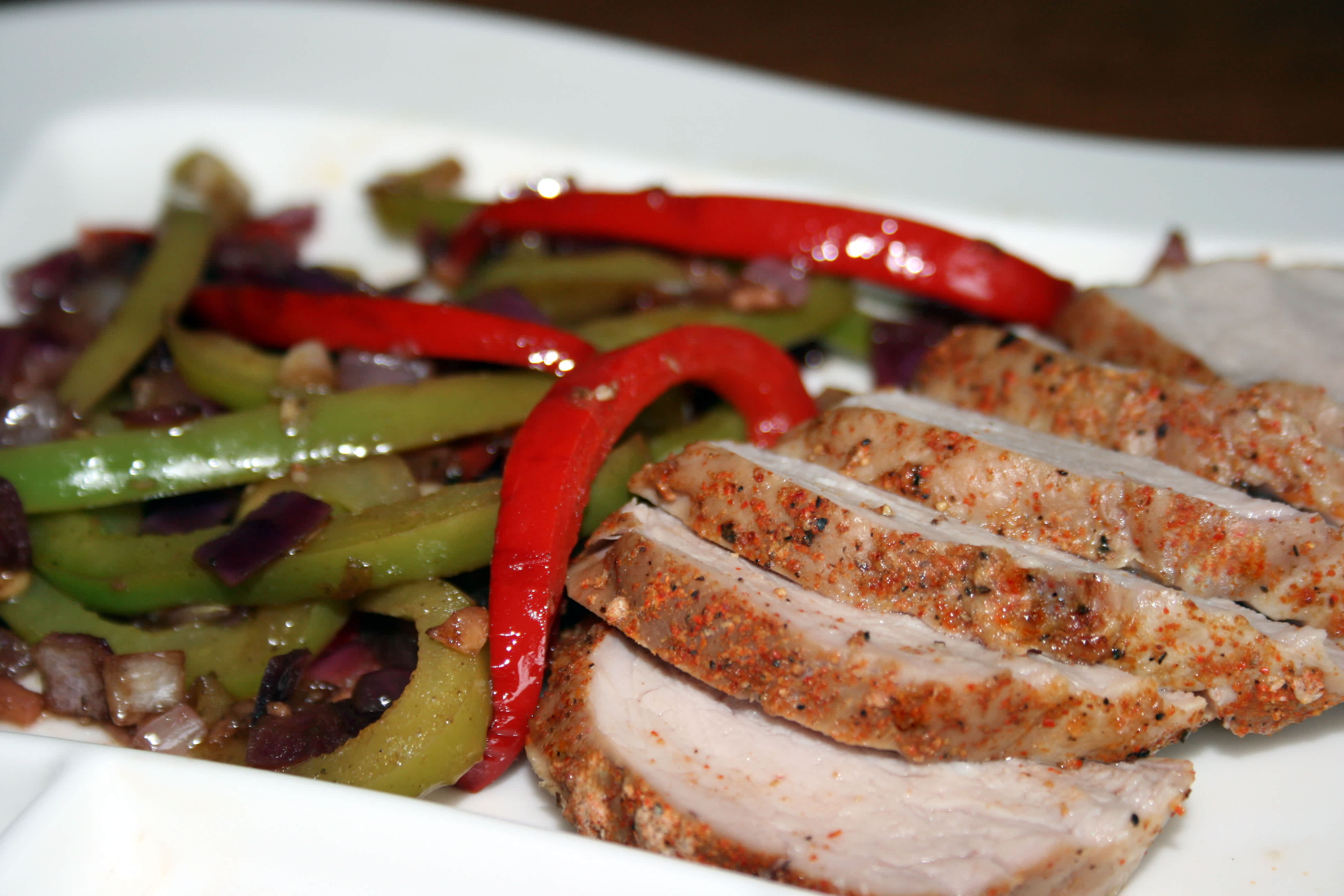 Spice-Rubbed Pork With Bell Pepper Compote Recipe - Food.com