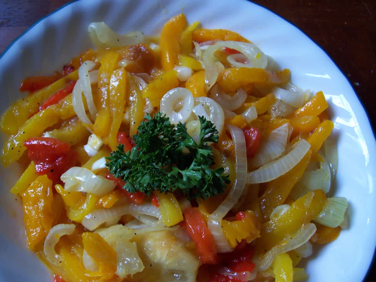 Mediterranean Roasted Tri-Color Bell Pepper Salad Recipe - Healthy.Food.com
