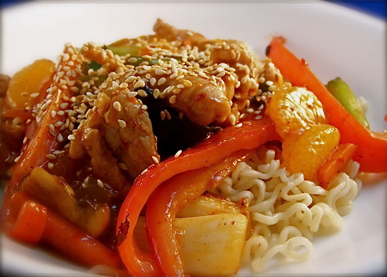 Mandarin Pork Stir-Fry With Sesame Noodles Recipe - Food.com