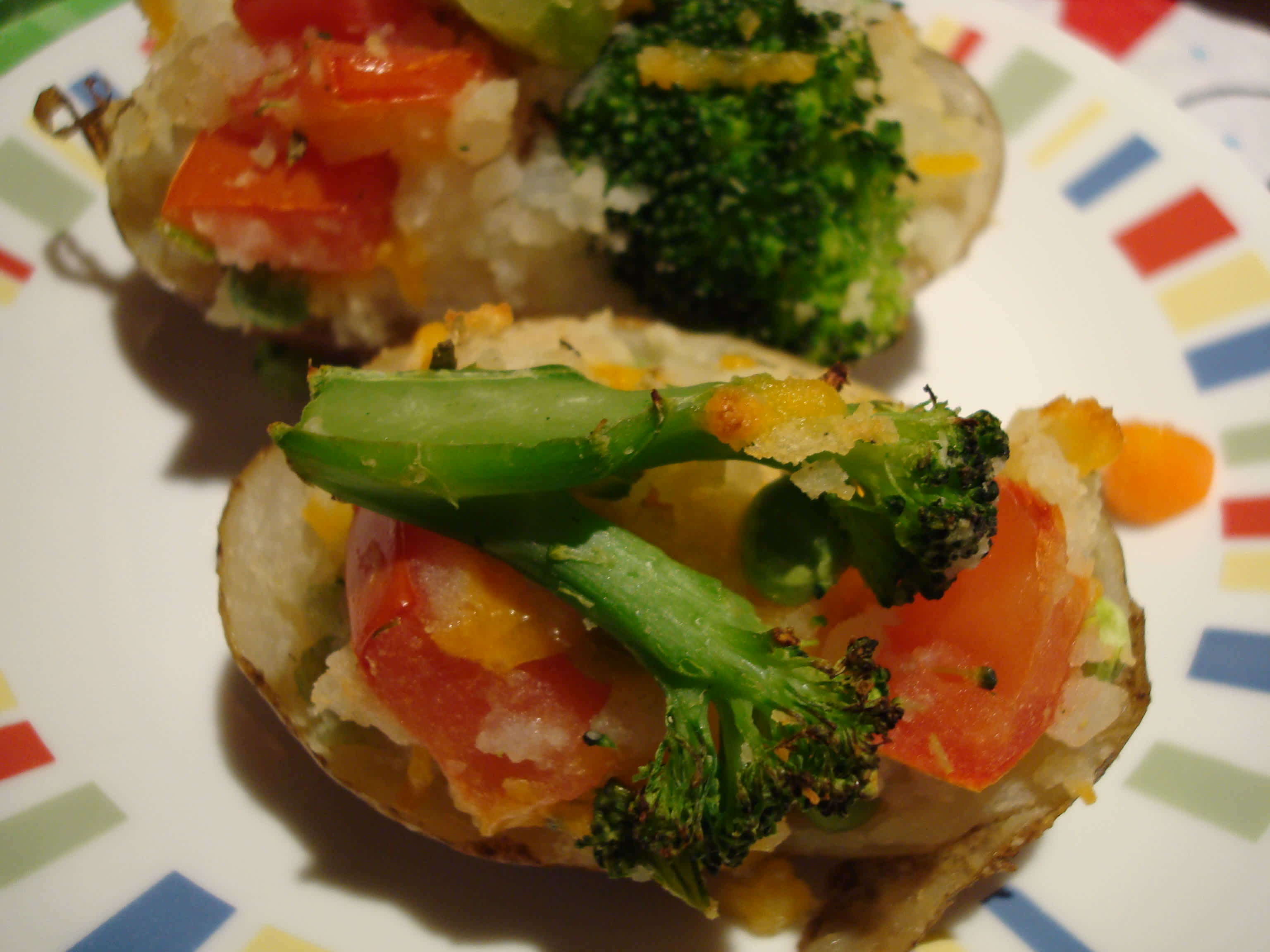 Veggie Stuffed Twice Baked Potato Boats Recipe - Cheese.Food.com