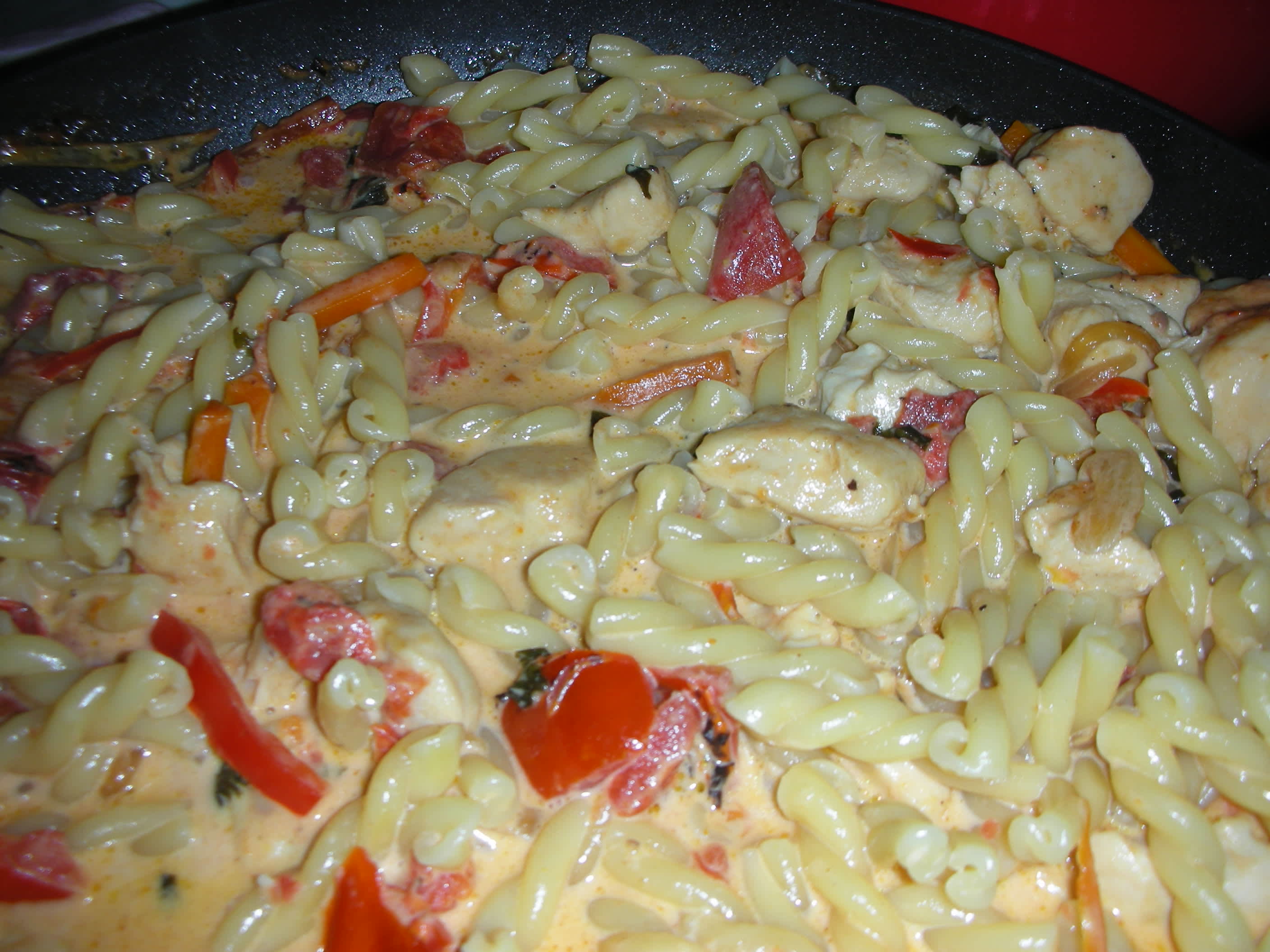 Gemelli With Chicken and Vegetables in Tomato-Basil Cream Sauce Recipe ...