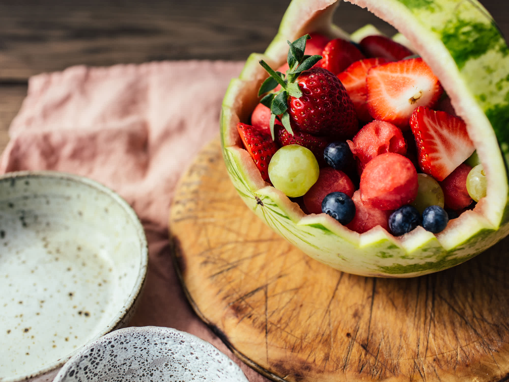how to make a watermelon basket fruit salad