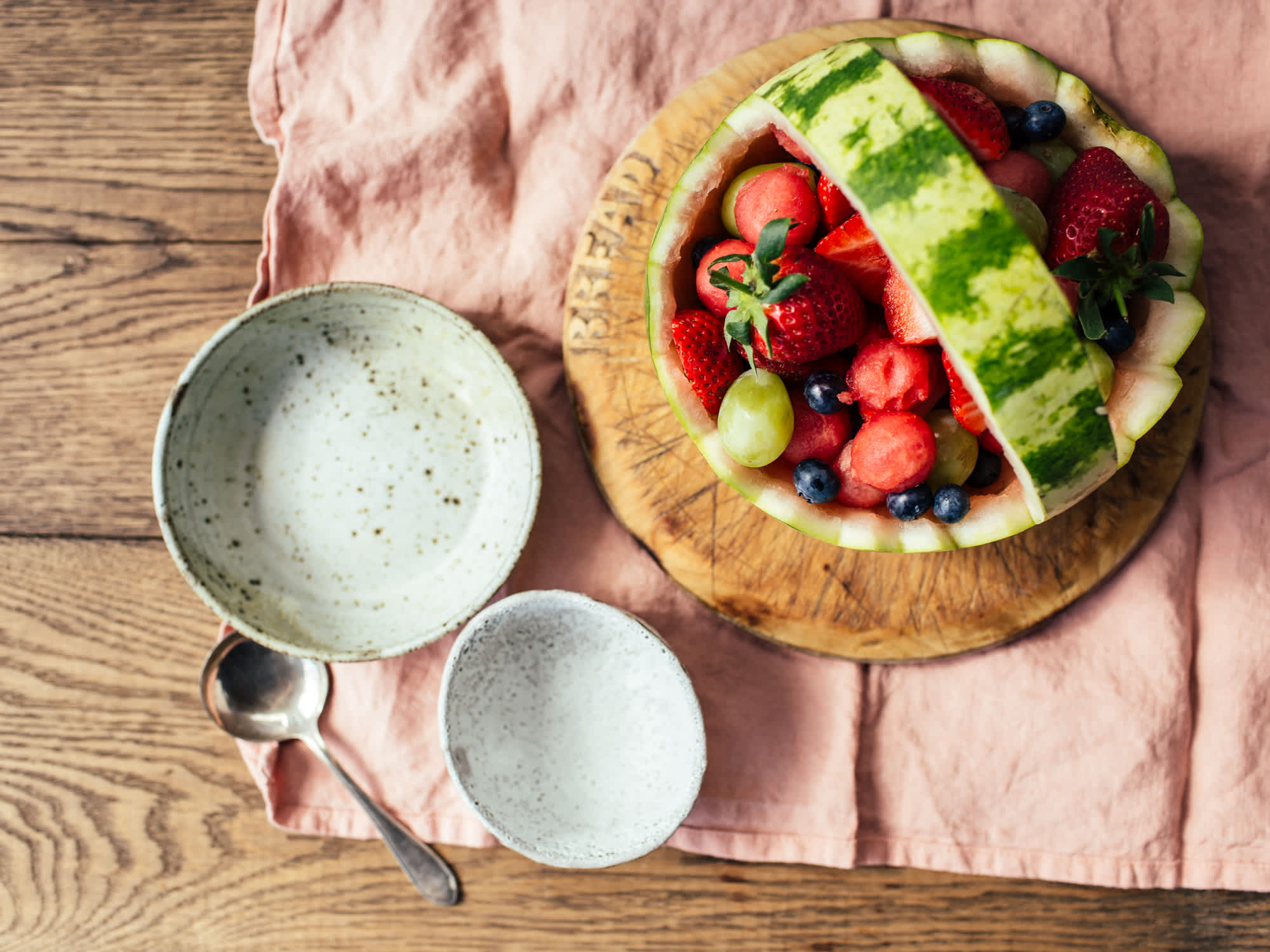 how to make a watermelon basket fruit salad