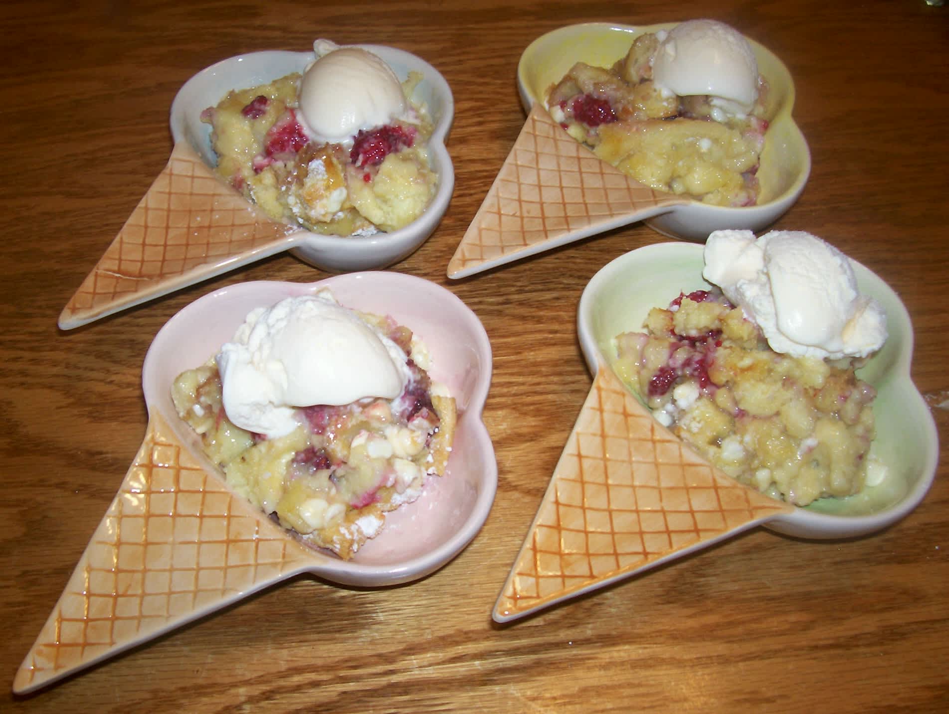 raspberry waffle berry pudding