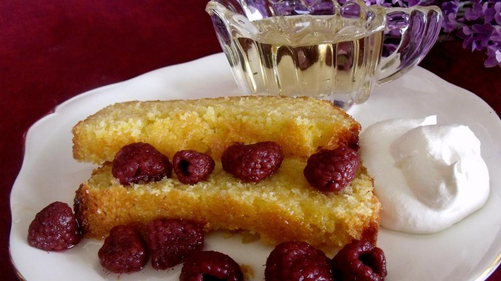 Lemon Polenta Cake With Lavender Syrup and Raspberries Recipe - Food.com