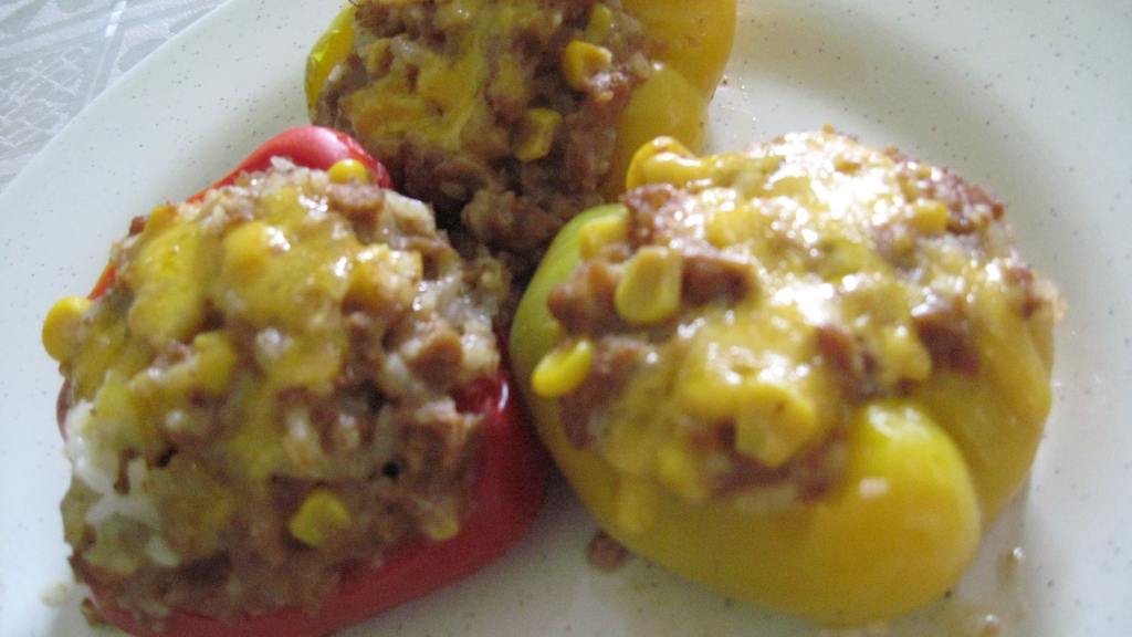 Spicy Tri-Color Vegetarian Stuffed Bell Peppers Recipe - Food.com