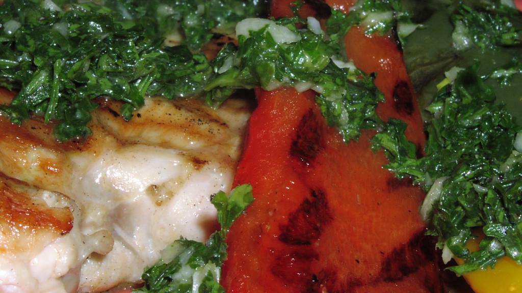 Grilled Chicken and Tri-Color Peppers With Chimichurri Sauce - W Recipe ...