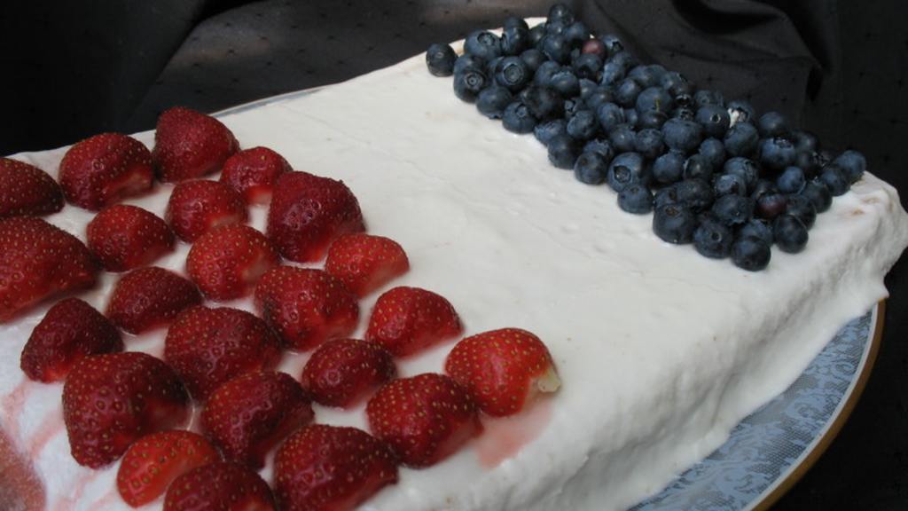 Fourth of July or French Flag White Sheet Cake With Raspberries Recipe ...