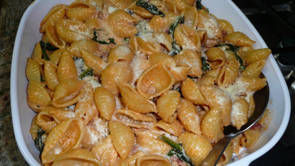 Baked Shells With Fresh Spinach and Pancetta Recipe - Food.com