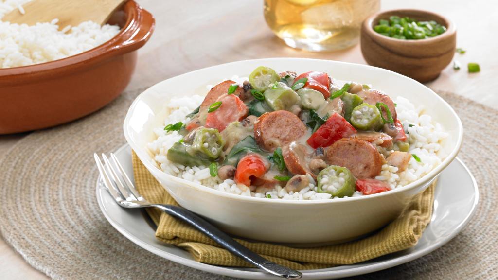 Andouille and Chicken Gumbo With Black-Eyed Peas and Greens Recipe ...