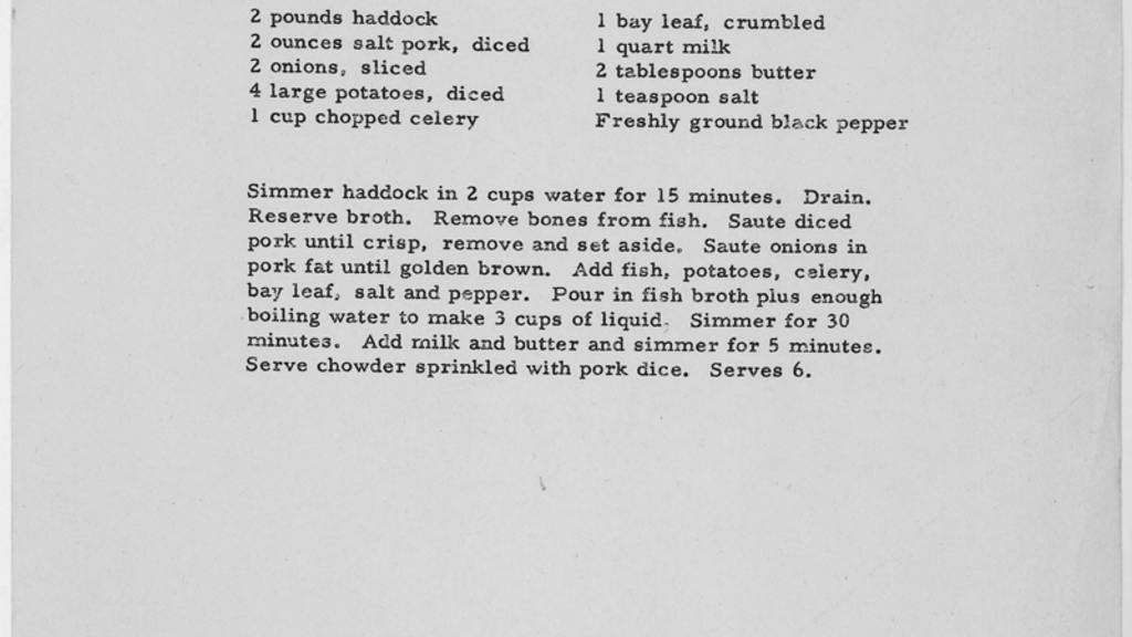 JFK's New England Fish Chowder Recipe - Food.com