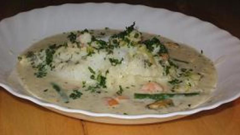 Creamy Fish Topped With Mussels and Prawns Recipe - Food.com