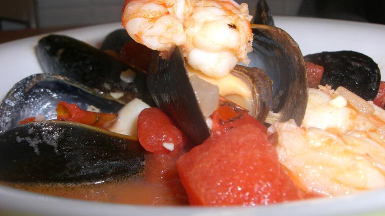 Seafood Trio With Fire Roasted Tomato Garlic Sauce Recipe - Food.com