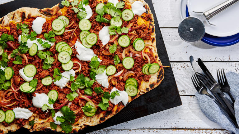 Spicy Beef Flatbread With Yogurt & Cucumbers Recipe - Food.com