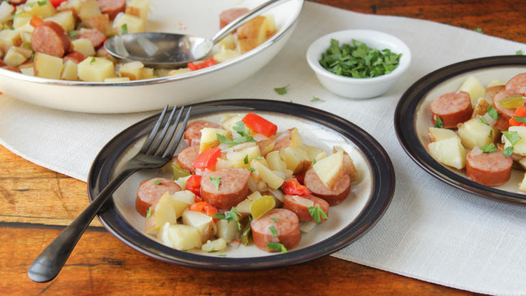 Smoked Sausage, Taters, Peppers and Onions Country Style Recipe - Food.com