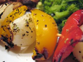 Grilled Chicken and Veggie Kabobs Atop Sage Rice Recipe - Food.com