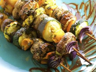 Grilled Chicken and Veggie Kabobs Atop Sage Rice Recipe - Food.com