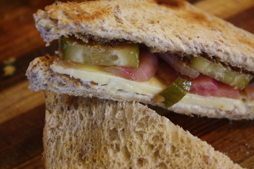 Cheddar Sandwiches With Quick Pickles and Honey Mustard Recipe - Food.com