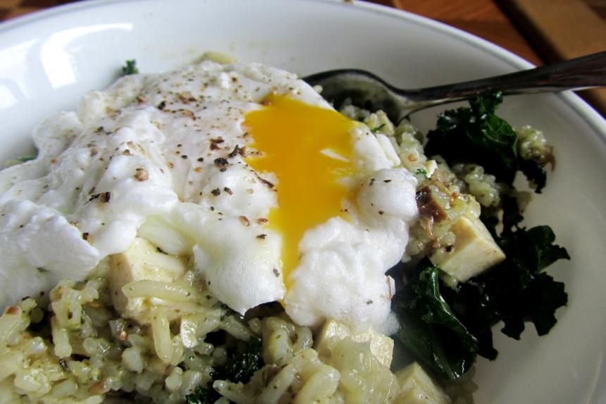 Poached Eggs and Kale over Rice Recipe - Food.com