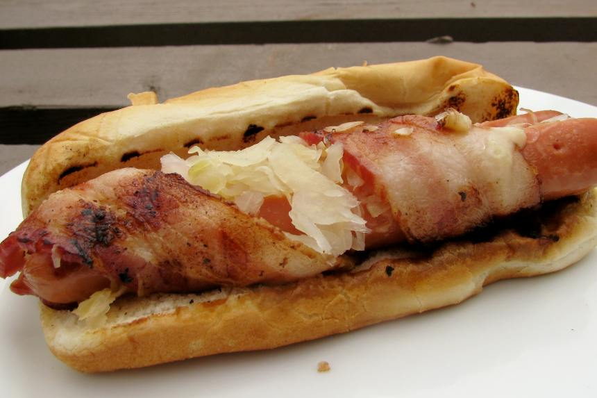 Grilled Bacon-Wrapped Stuffed Hot Dogs Recipe - Food.com