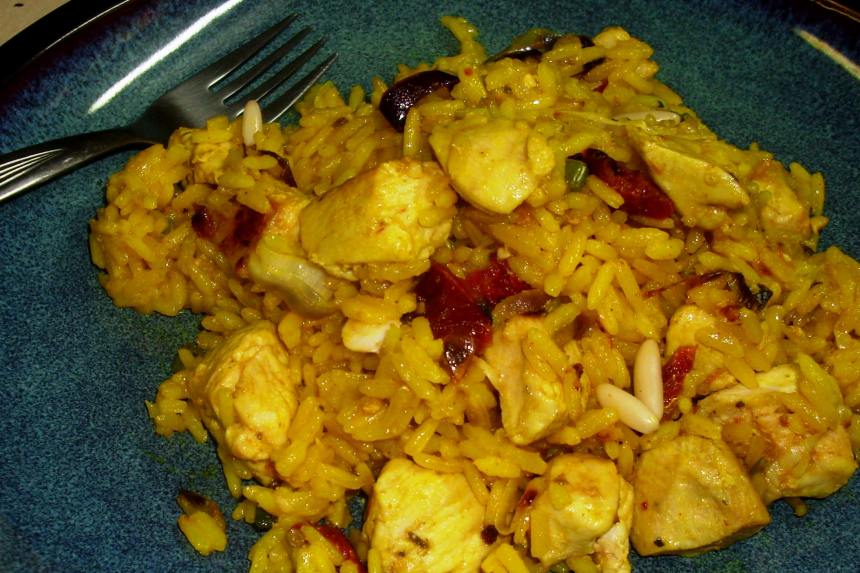 Chicken Paella With Pine Nuts & Cheese Recipe - Food.com