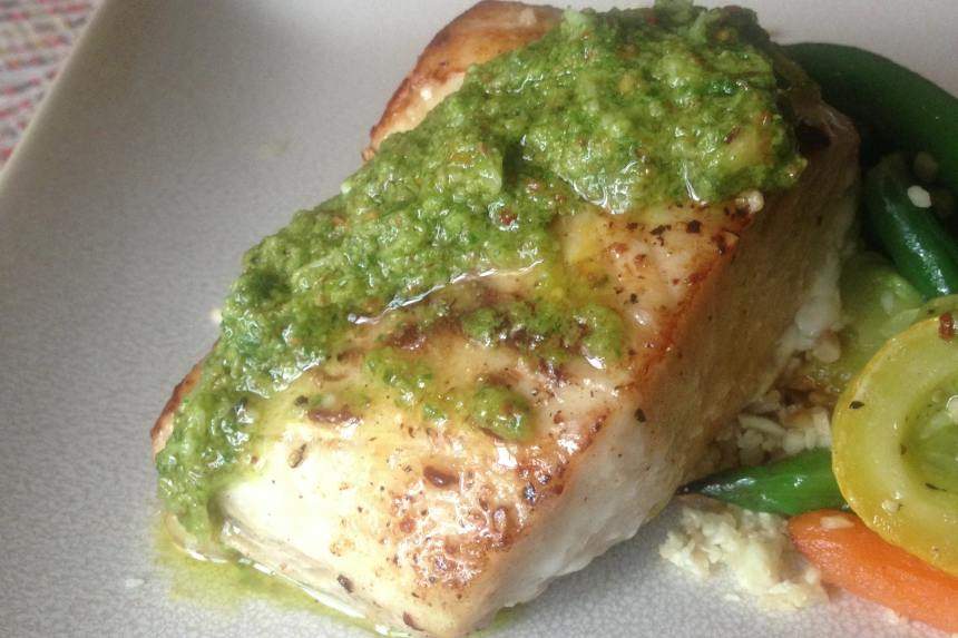 Pan Roasted Cobia With Double Basil Pesto Recipe - Food.com