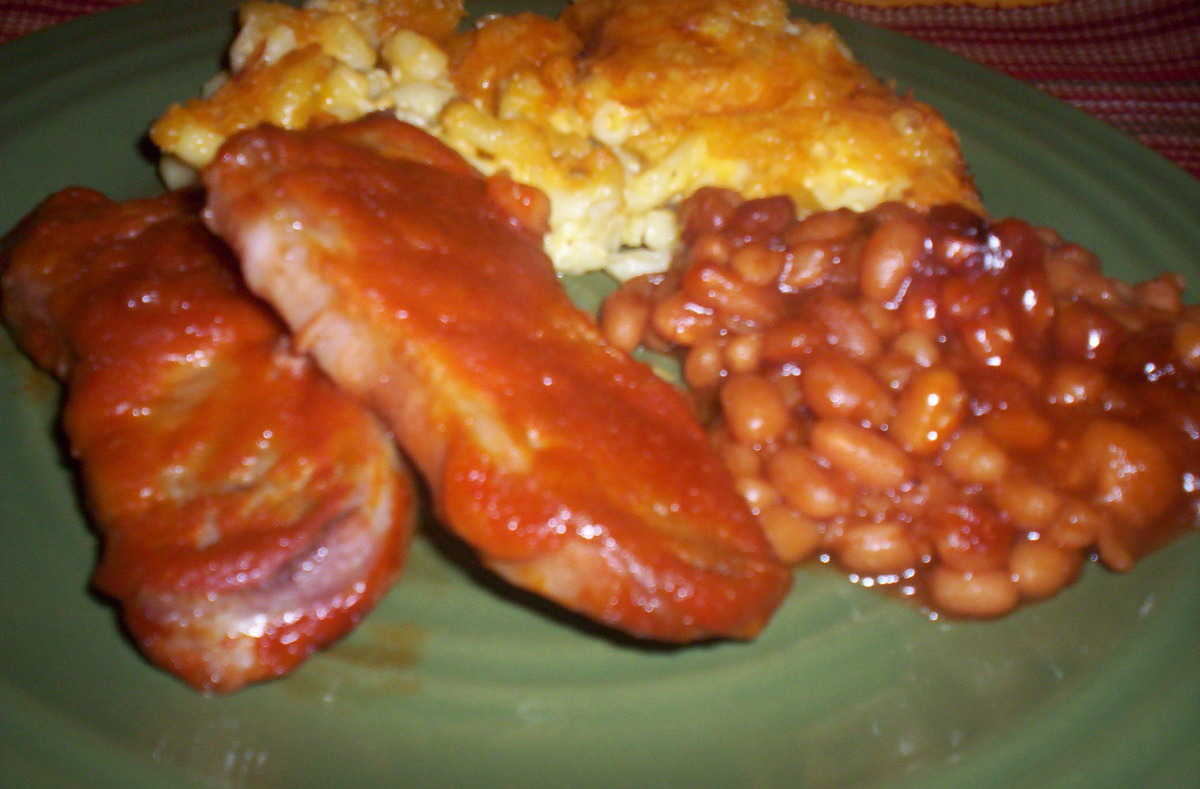 how to cook pork chops and baked beans