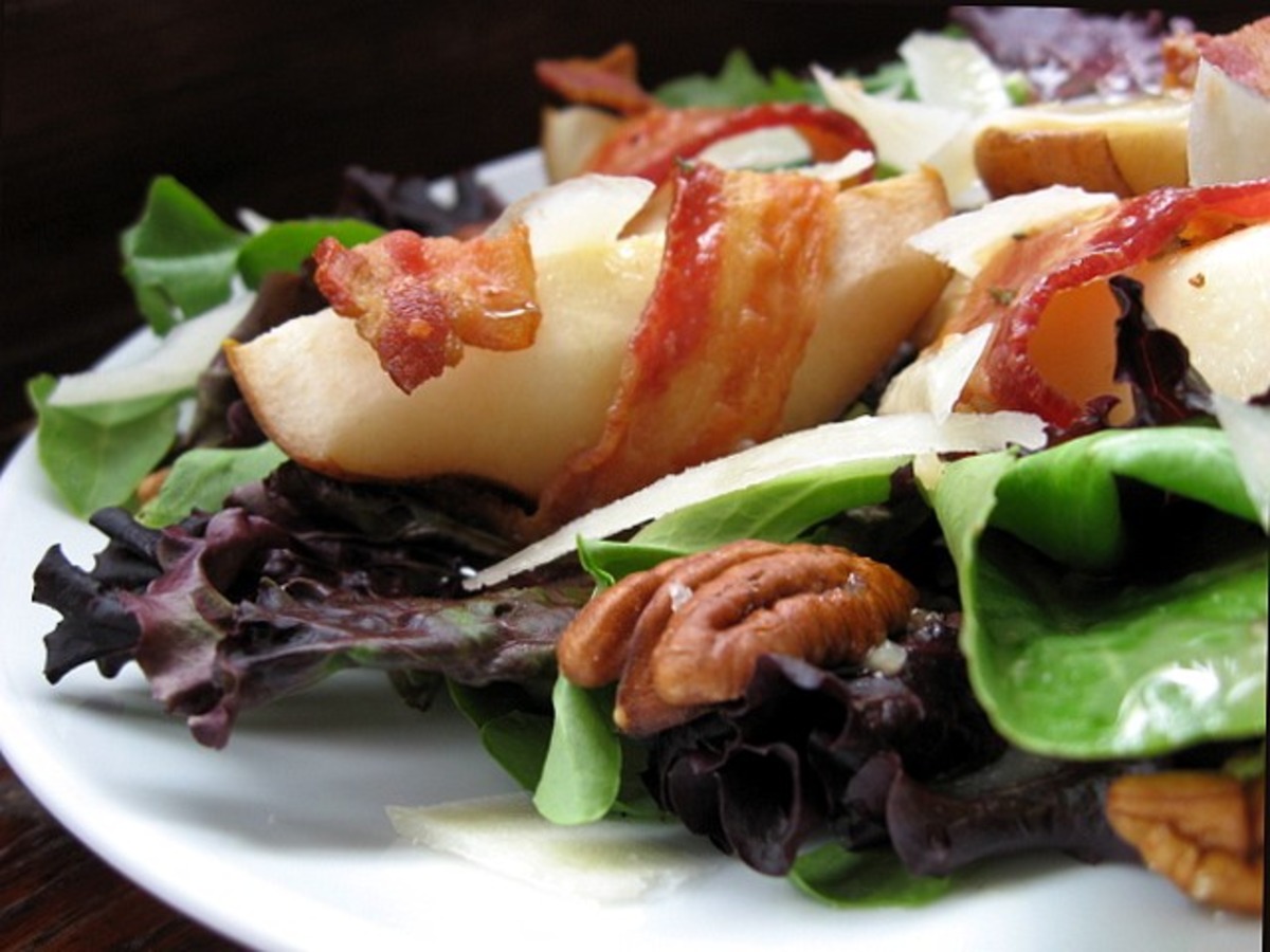 Field Greens With Roasted Bacon-Wrapped Pears Recipe - Food.com
