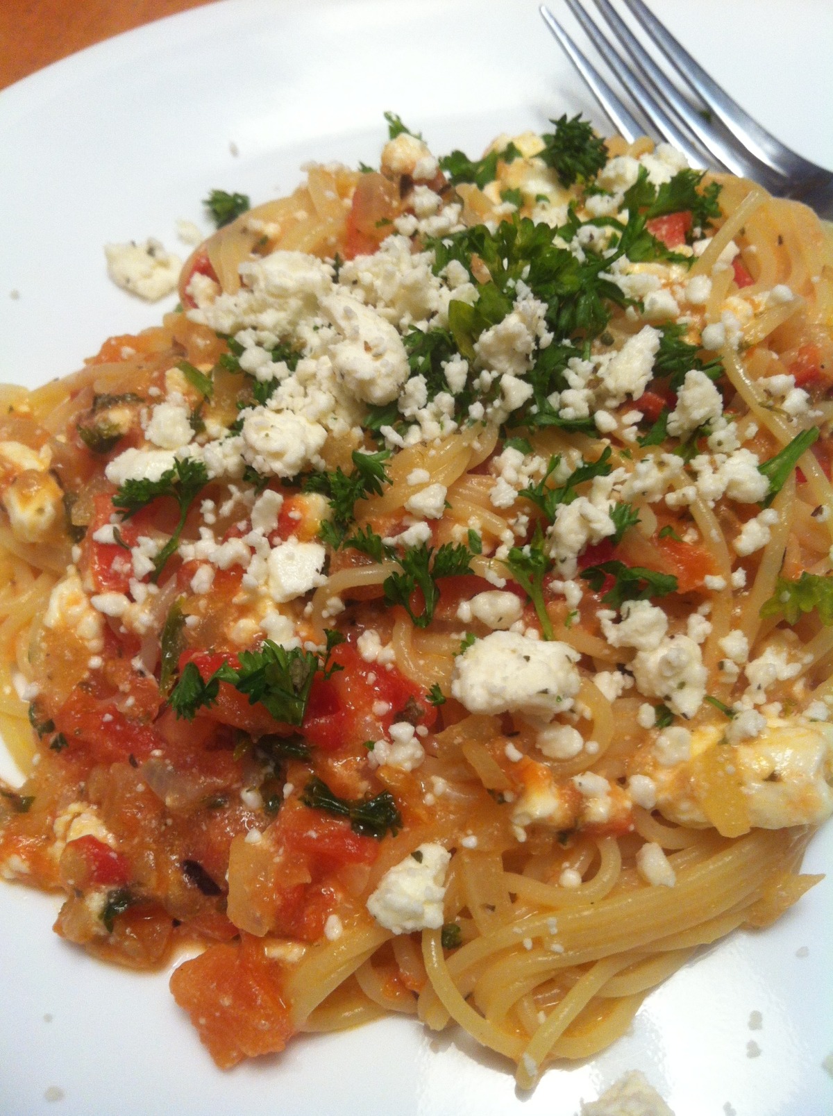 Mediterranean Spaghetti With Tomatoes and Feta Recipe - Food.com
