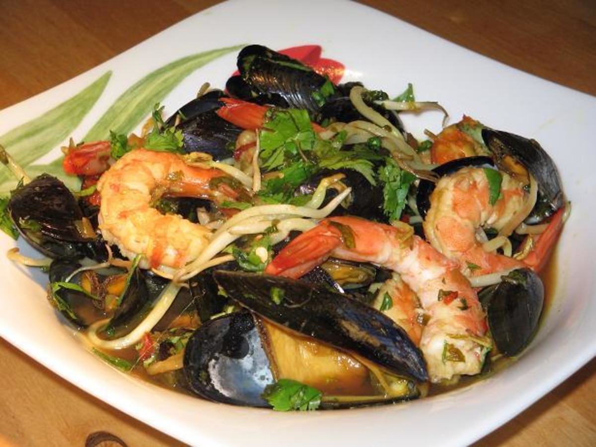 how to cook prawns and mussels
