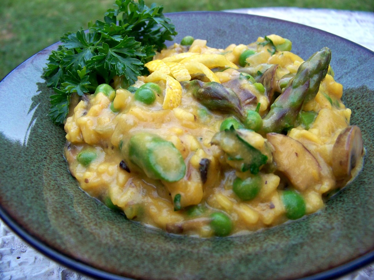 how to make asparagus mushroom risotto