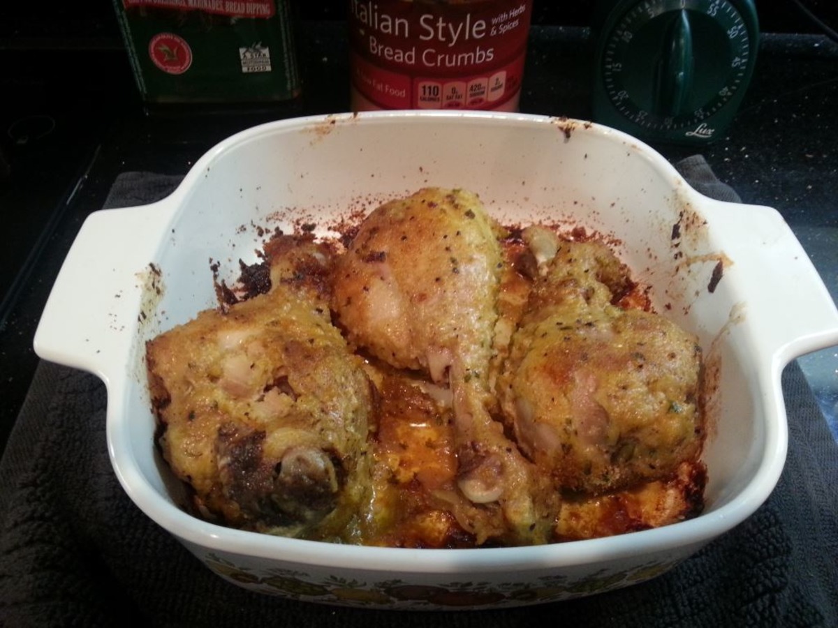 how to cook chicken legs with bread crumbs