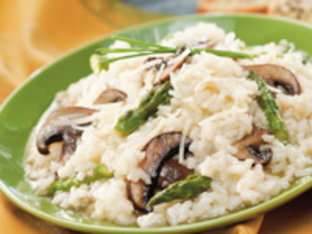 how to make asparagus mushroom risotto
