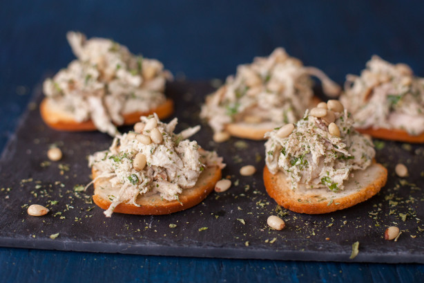 Chicken Tahini Salad With Pine Nuts On Mini Pita Rounds Recipe - Food.com